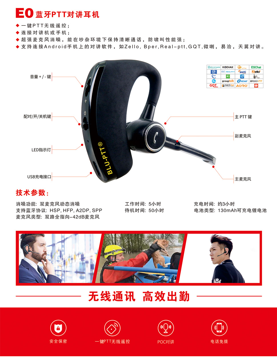 E0蓝牙PTT对讲耳机_深圳市德青科技有限公司